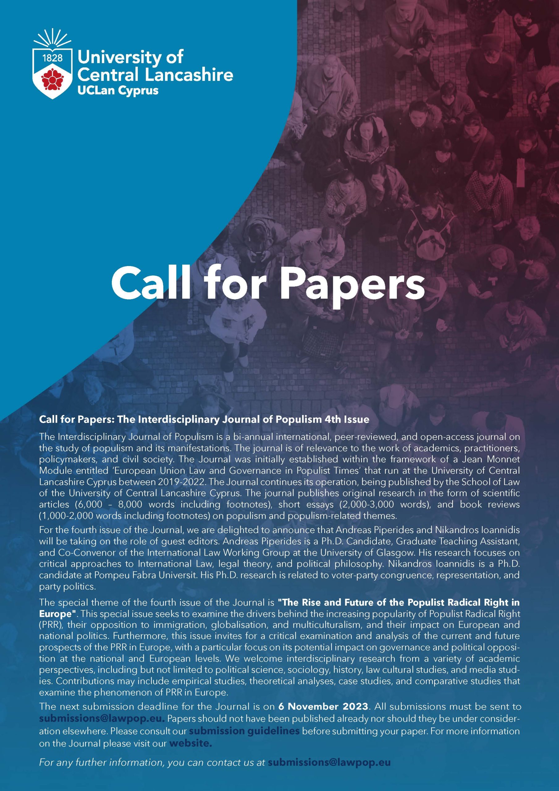 Call for Papers: The Interdisciplinary Journal of Populism 4th Issue ...